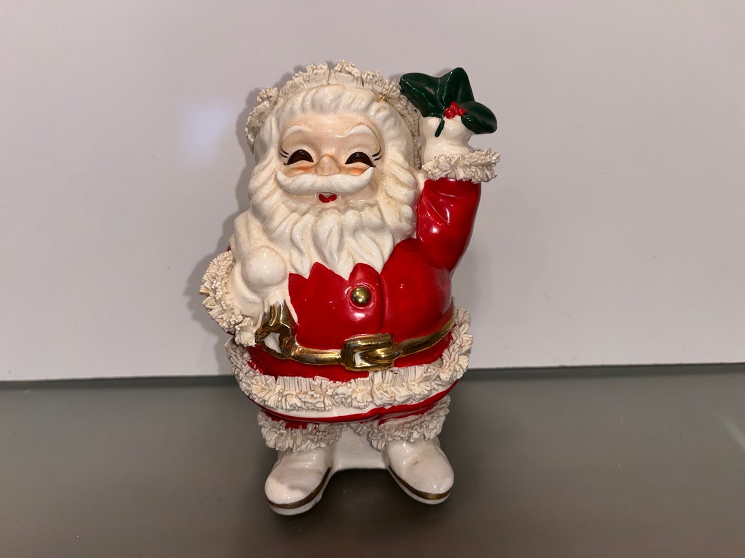Vintage Napco Spaghetti Santa Bank, Red White Spaghetti Santa, Blue ...