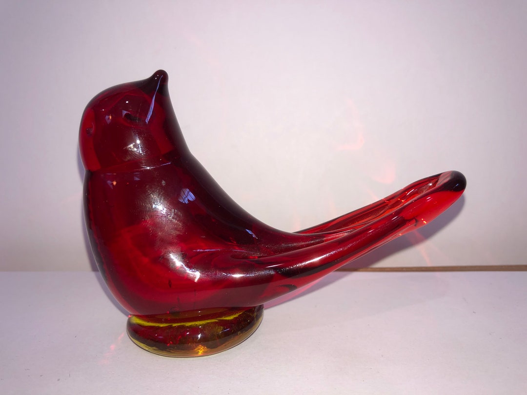 Vintage Blown Glass Red Cardinal Bird, Red Glass Cardinal Bird, Bird ...