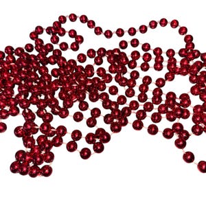 9' Red Bead Garland, 1/4" Red Round Bead Garland, Metallic Bead Garland ...