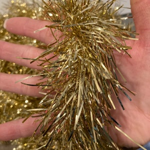 Vintage 24' Gold Tinsel Garland, Gold Tinsel Garland, Fine Metallic ...