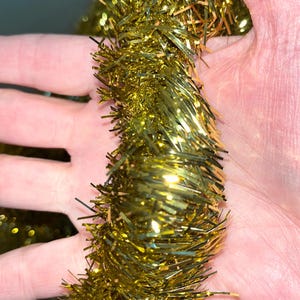 Vintage 12' Gold Tinsel Garland, Gold Tinsel Garland, Fine Metallic ...