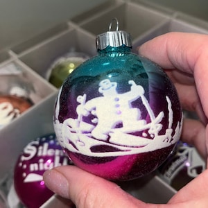 9 Shiny Brite Stencil Ornaments, Shiny Brite Radko Ombre Ornament, 2 3/ ...