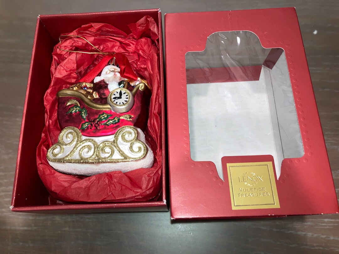Vintage Lenox Santa Ornament, Lenox 2001 Santa in Sleigh Ornament ...