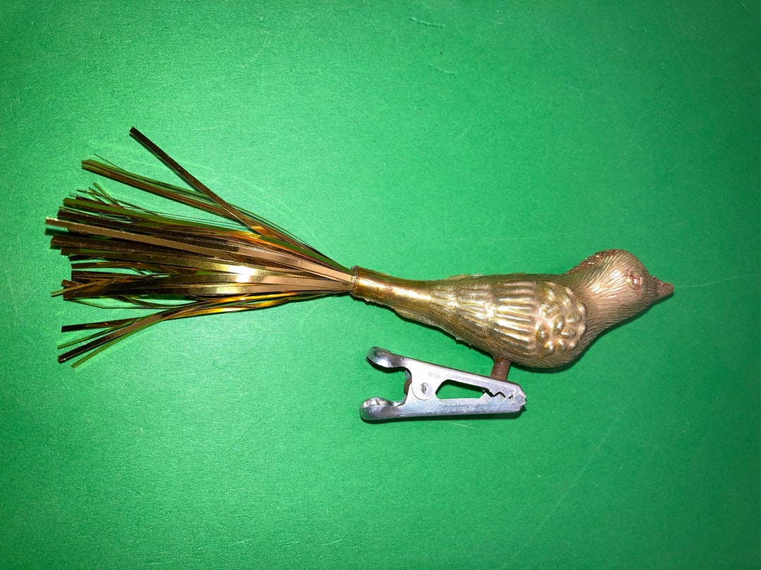 Vintage Gold Clip on Bird Ornament, Gold Clip on Bird, Gold Clip on ...