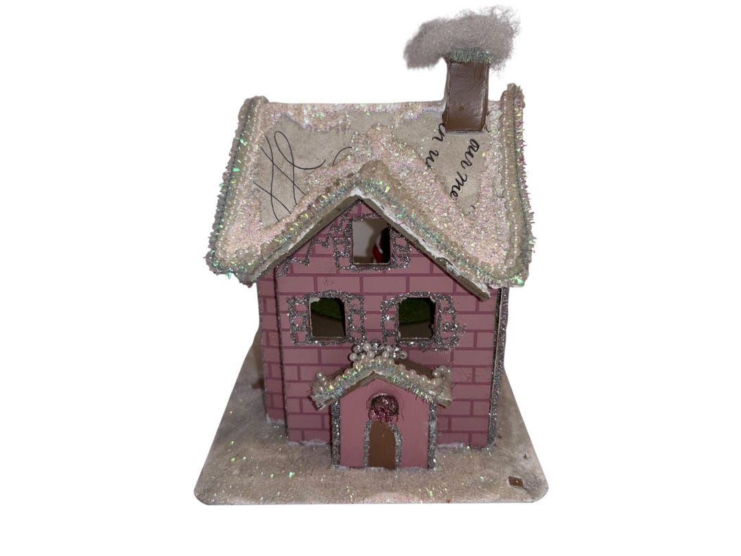 Pink Putz House Ornament, 6" Putz House, Katherines Collection Putz ...