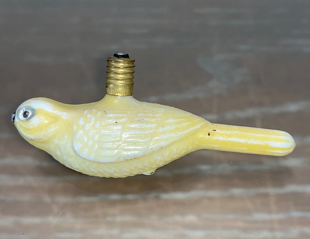 Vintage Yellow Bird Light Bulb, Milk Glass Painted Bird Light Bulb ...