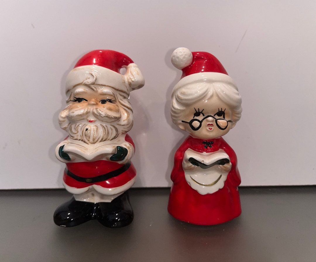Vintage Lefton Japan Santa Salt Shakers, Lefton Mr and Mrs Claus Salt ...