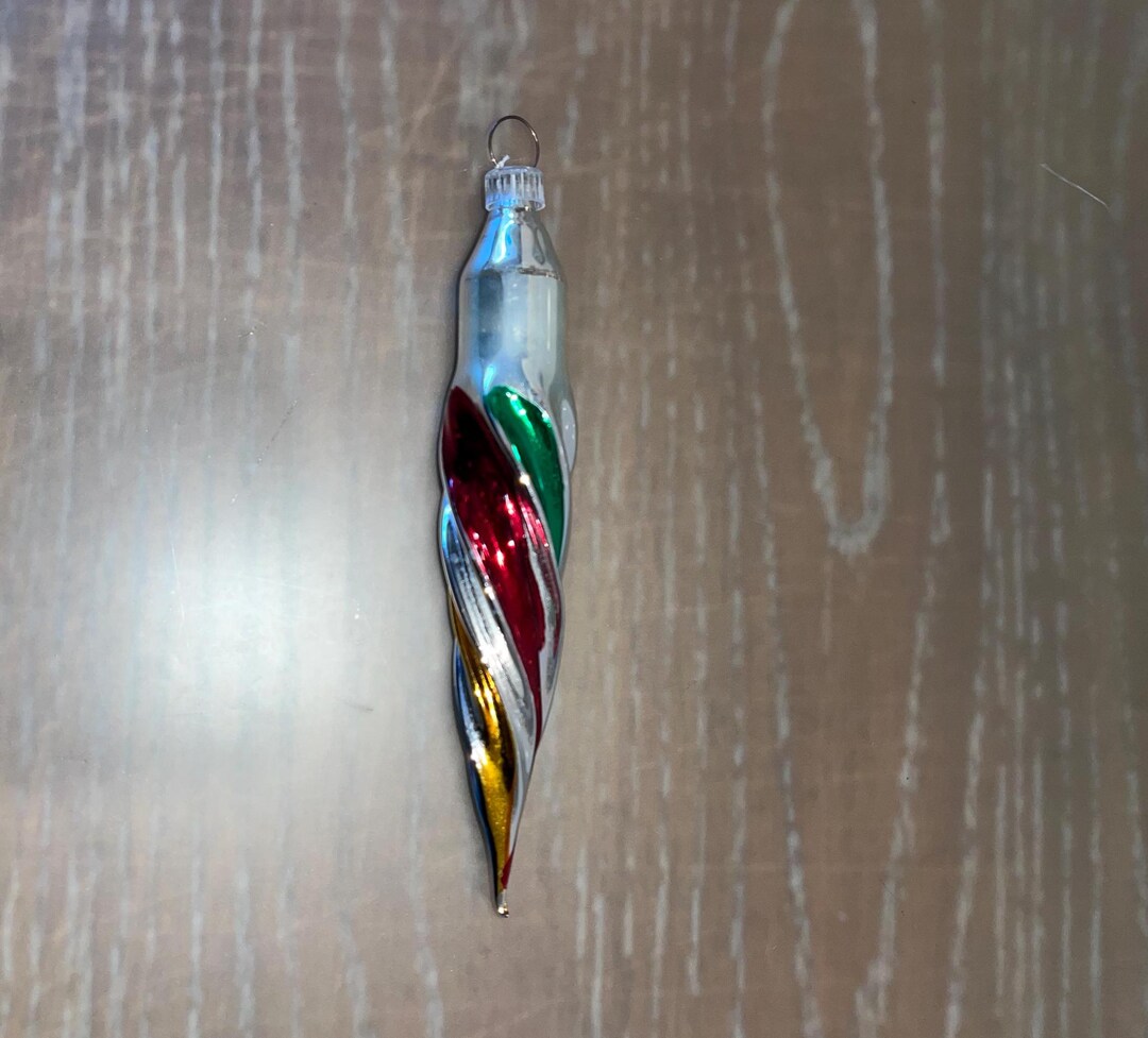 Vintage West German Icicle Ornament, German Twisted Glass Icicle ...