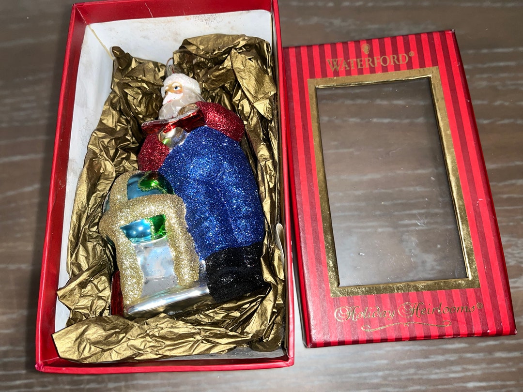 Vintage Waterford Heirlooms Santa Ornament, Waterford Santa Scholar ...