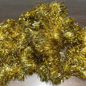 Vintage 12' Gold Tinsel Garland, Gold Tinsel Garland, Fine Metallic ...