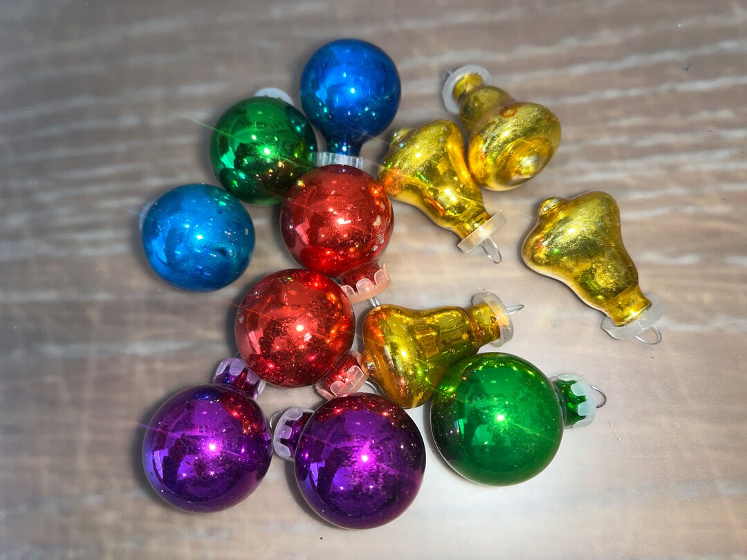 12 Vintage Mini Gold Bells, 1" Mini Round Ornament, Mini Red Ornament ...