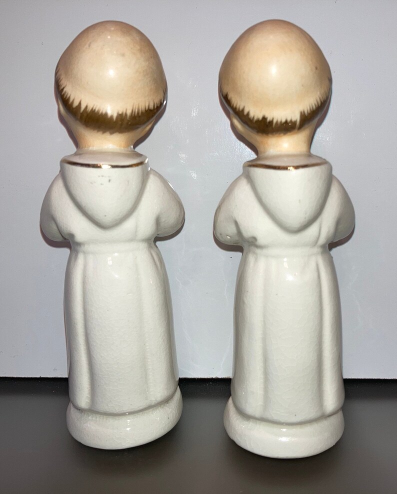 Pair of Vintage Singing Monks, Musical Monk Figures Japan, Porcelain ...