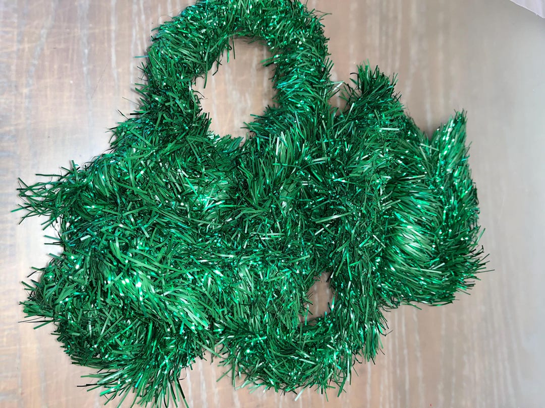 Vintage 11' Green Tinsel Garland, Green Tinsel Garland, Fine Metallic Thin Green Tree Tinsel, 2 ...