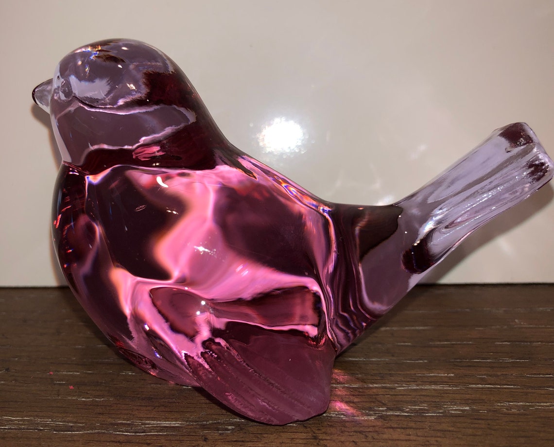 Fenton Cranberry Pink Bird Figure Vintage Signed Fenton Glass - Etsy