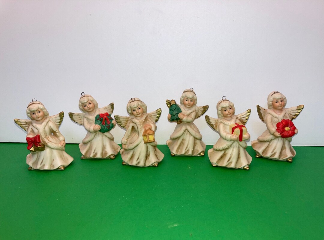 6 Homco Angel Ornaments, Vintage Homco Angels, Homco Angels Bearing ...