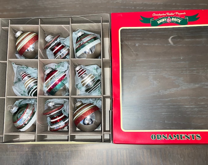 3 Vintage Shiny Brite Ornaments 1950s MCM Double Indent, Retro Fancy ...