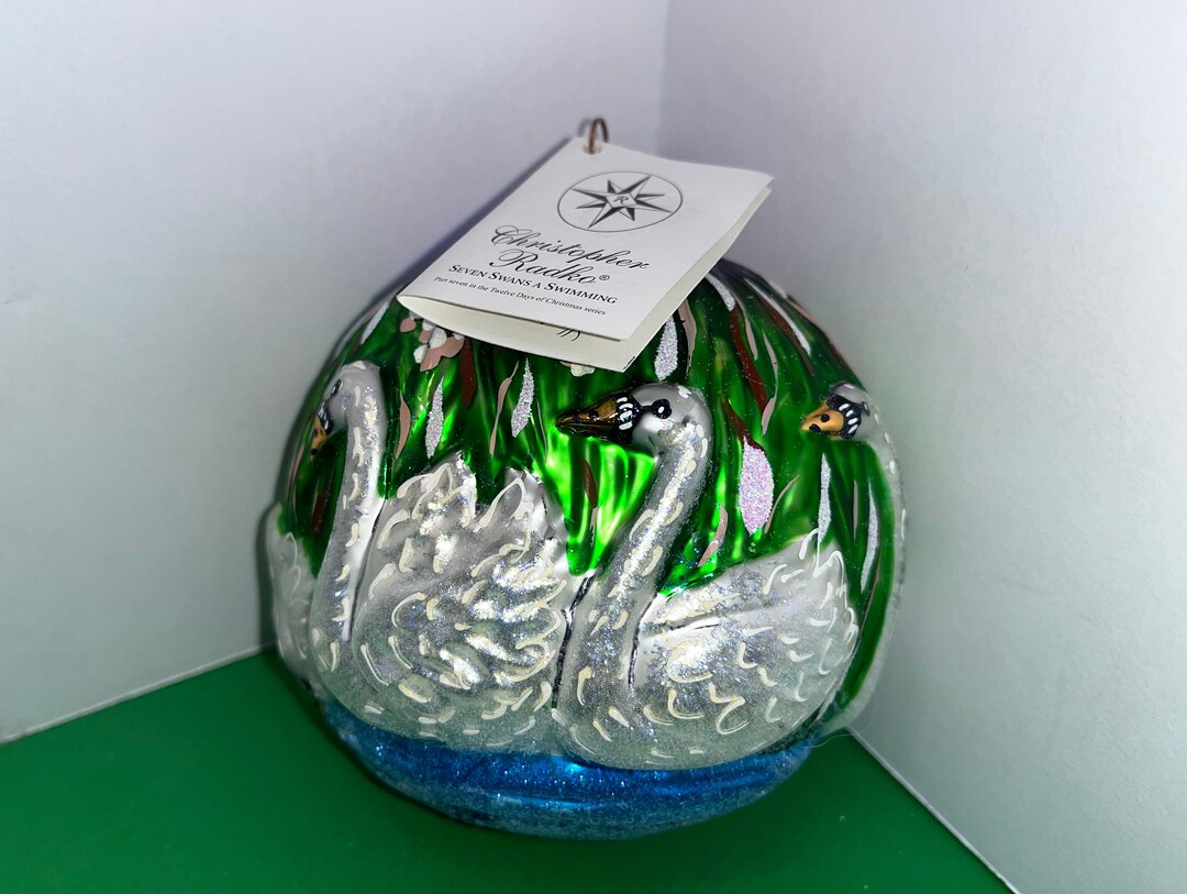 Christopher Radko Swans Ornament, Blown Glass Radko Swans a Swimming ...