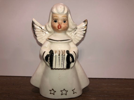 Vintage Japan Angel Playing Instrument Figurine Mid Century | Etsy