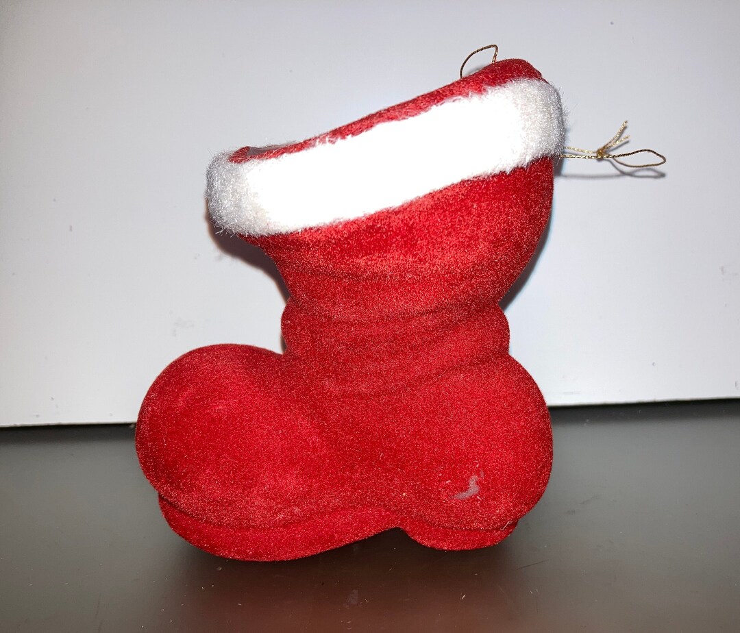Vintage Japan Santa in Boot, Red Felt Santa Boot Decor, 4" Santa Boot ...