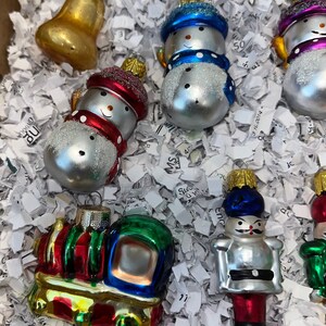 10 Mini Blown Glass Ornaments, Mini Santa Ornaments Mini Snowman ...