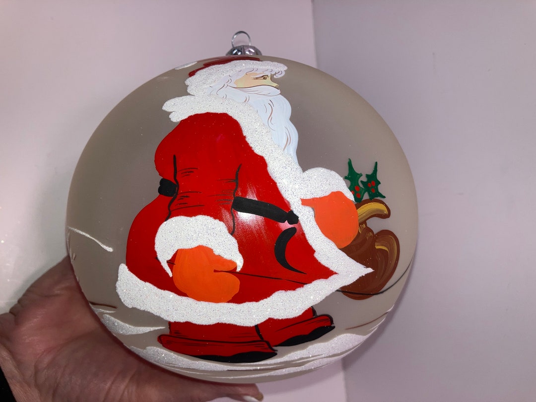 Blown Glass Santa Ornament, Poland Large Blown Glass Santa Ornament, 5 ...