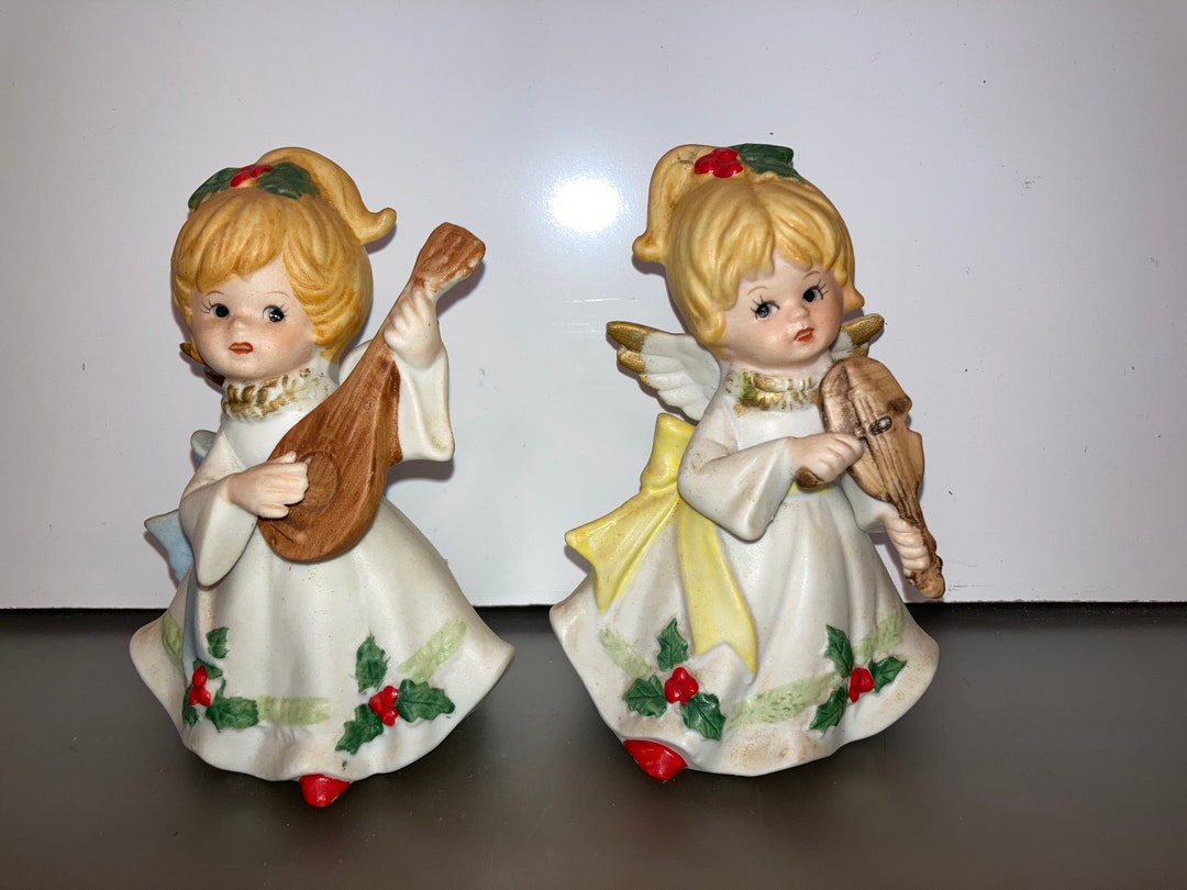 Set of Vintage Homco Christmas Angel Figures, Musical Christmas Angels ...