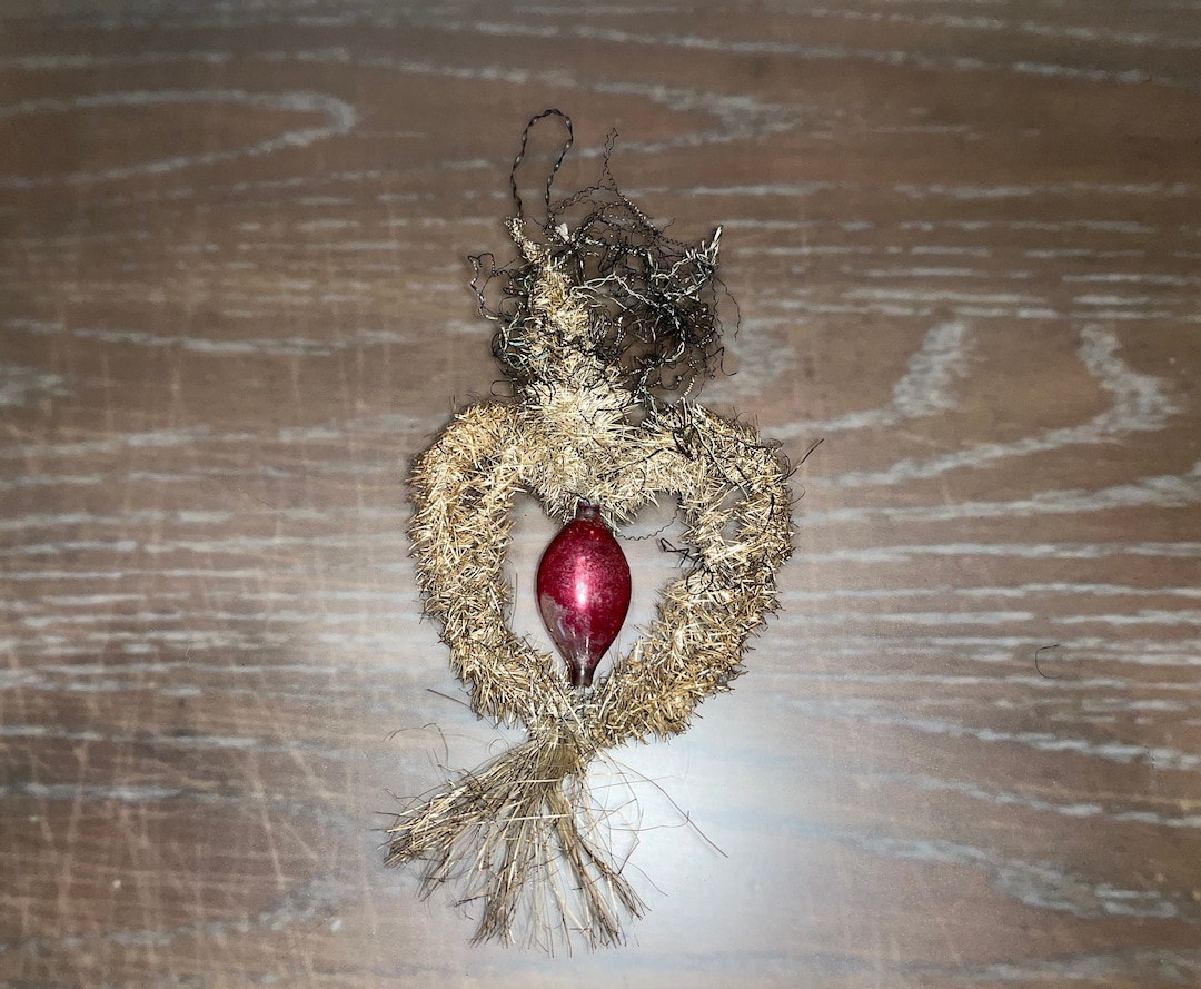 Antique German Wired Ornament, Gold Wire Wrapped Ornament, 8" Tinsel ...