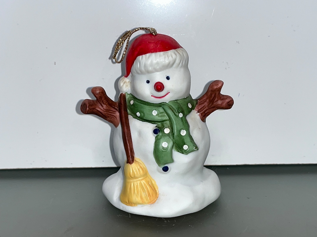 Vintage Christmas Snowman Bell, Decorated Christmas Bell, Vintage ...