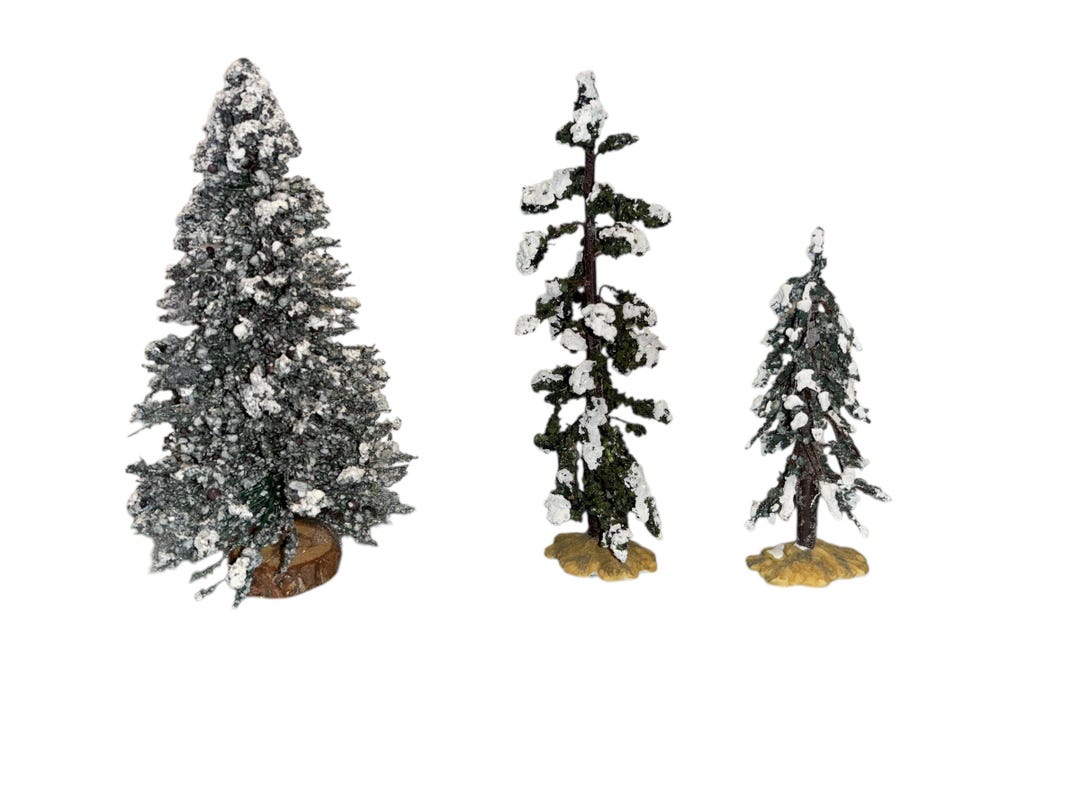 3 Vintage Lemax Village Trees, Lemax 6" Frosted Trees, Dept 56 Village ...