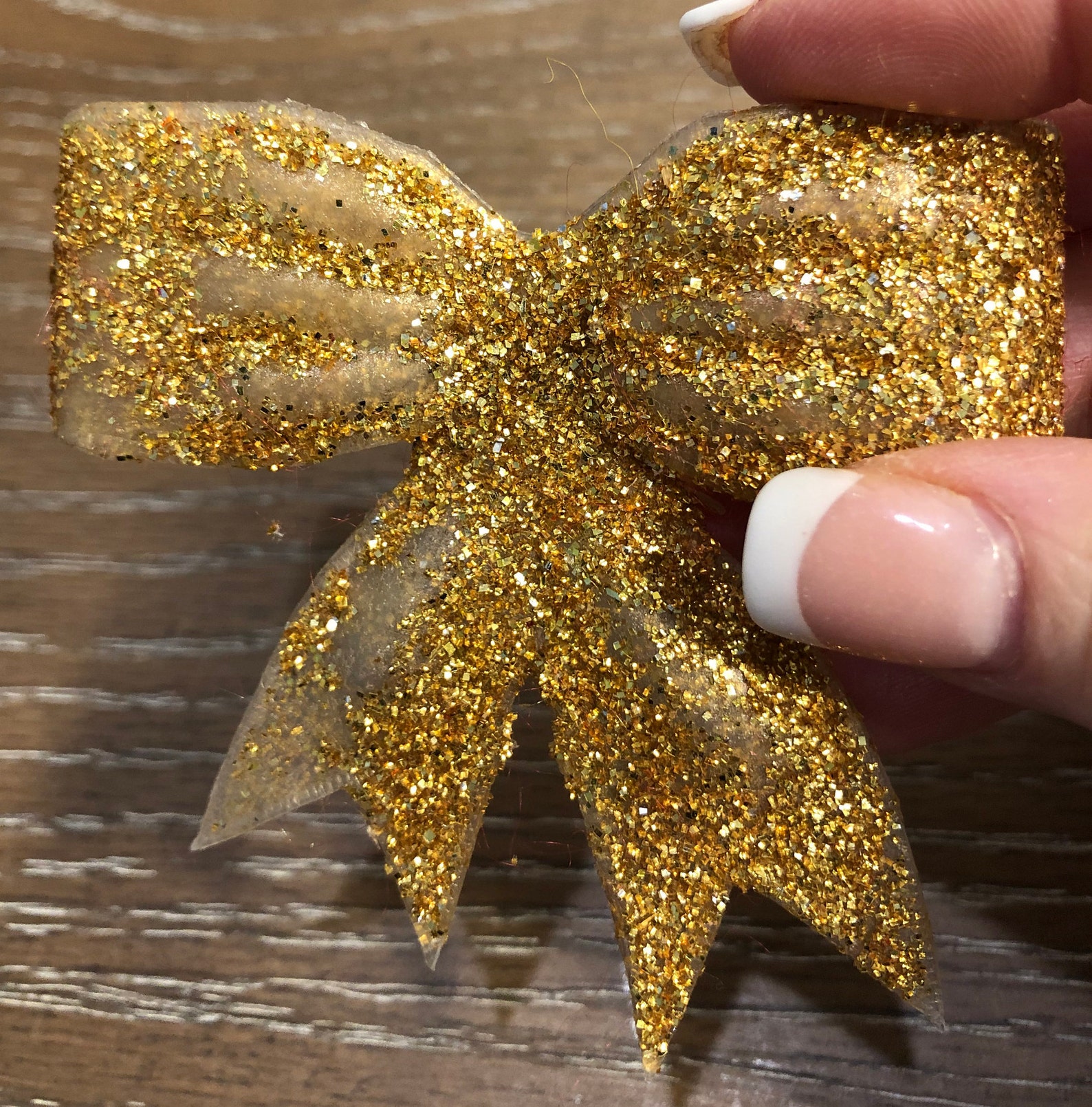 7 Gold Glittered Vintage Bows Gold Glitter Angel Ornament | Etsy