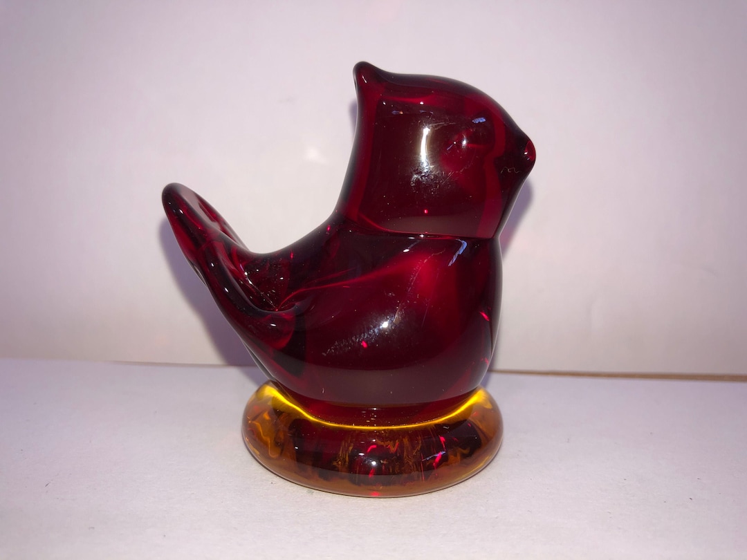 Vintage Blown Glass Red Mini Cardinal Bird, Red Glass Cardinal Bird ...
