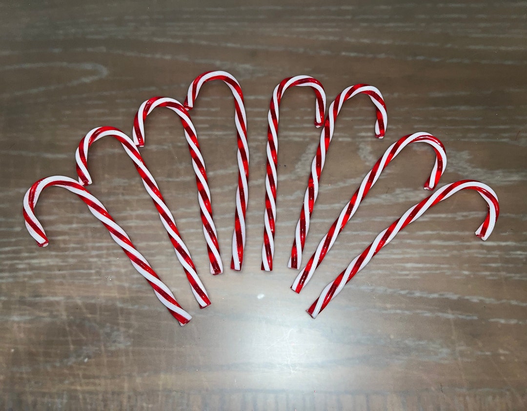 8 Vintage Candy Cane Ornaments, Twisted Red White 6" Candy Cane, White ...