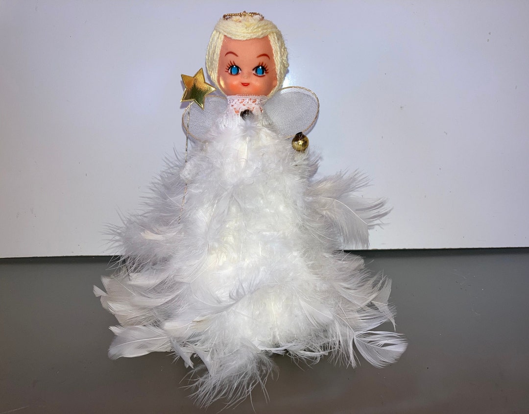 Vintage Japan Angel Tree Topper White Feather Angel Tree - Etsy