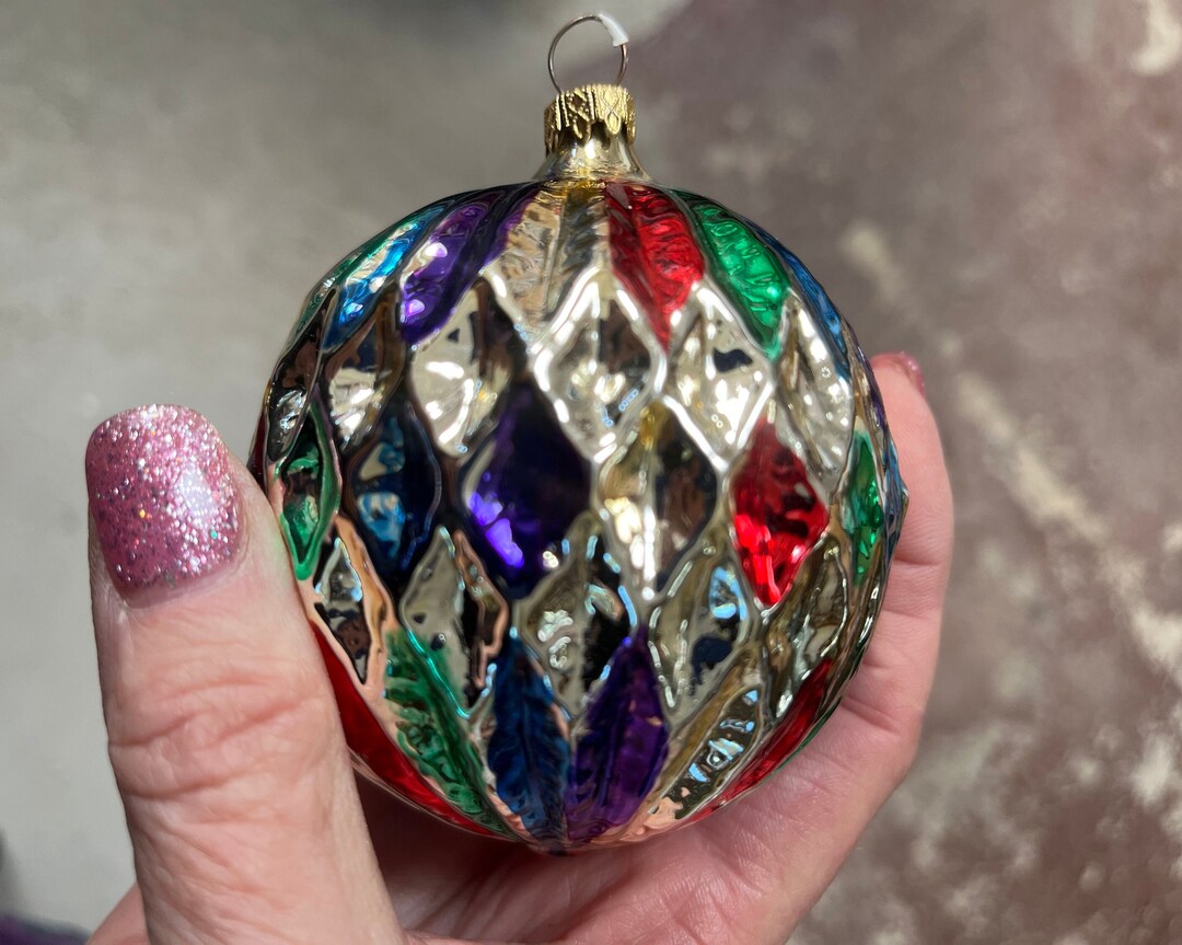 Vintage German Embossed Harlequin Ornament, 3" Glass Harlequin Ornament ...