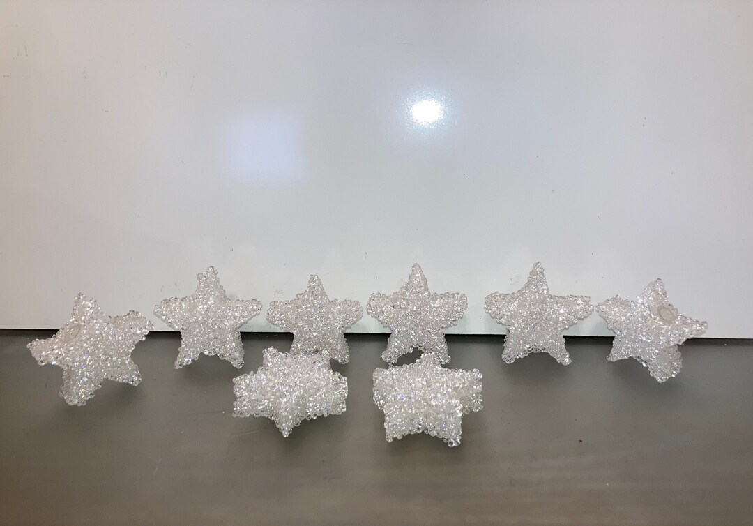 8 Vintage Sparkling Star Figures, Bubble Star Decorations, Plastic ...