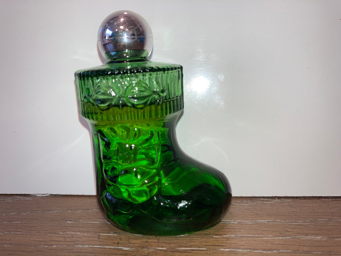 Avon Green Boot Bottle Santa Boot Vintage Green Glass Boot | Etsy