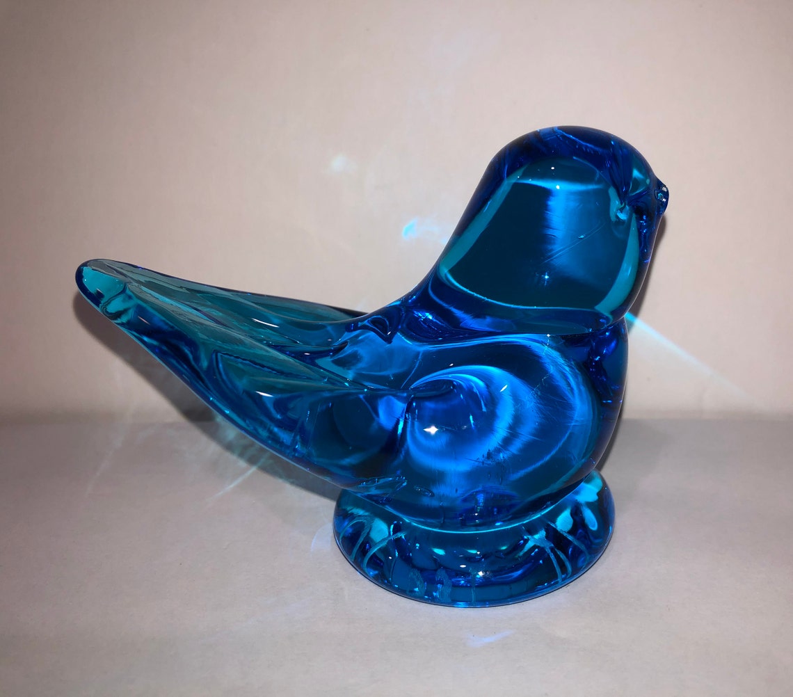 Large Vintage Turquoise Glass Bluebird, Blue Bird of Happiness ...