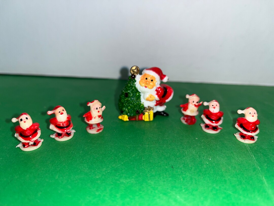 7 Vintage Early Plastic Mini Santa Figures, Vintage Celluloid Santa ...