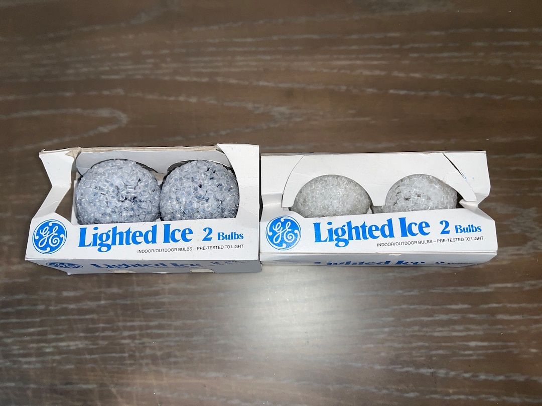 4 Mid Century Lighted Ice Bulbs, GE Blue Lighted Ice Bulbs, GE Lighted ...