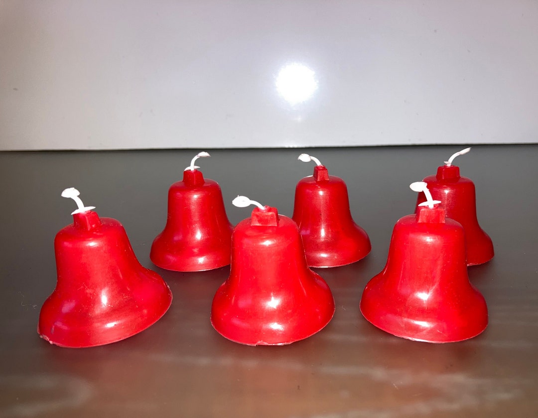 6 Red Plastic Bells, Mid Century Red Bells, Christmas Bell Ornaments ...