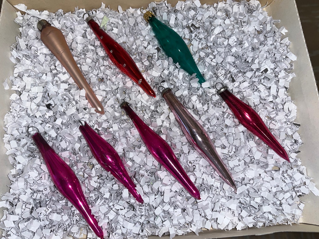 8 Vintage Glass Bright Pink Icicles, Vintage Pink Glass Icicle, Vintage ...