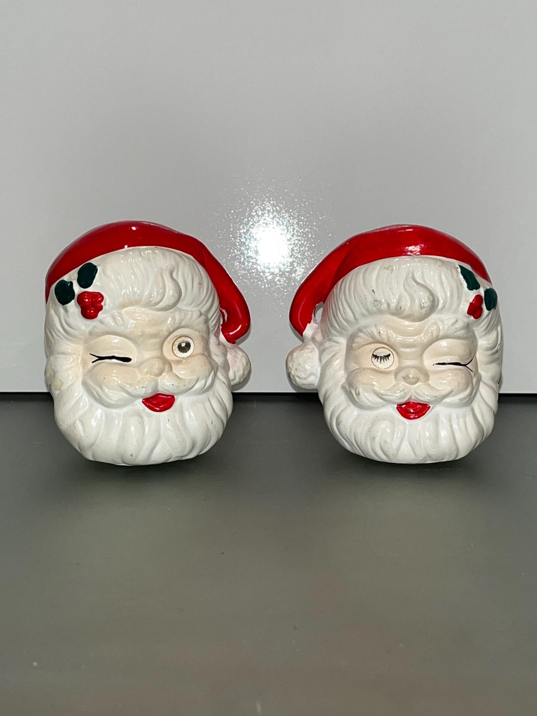 Vintage Santa Salt Pepper, Winking Santa Salt and Pepper, Vintage Japan ...