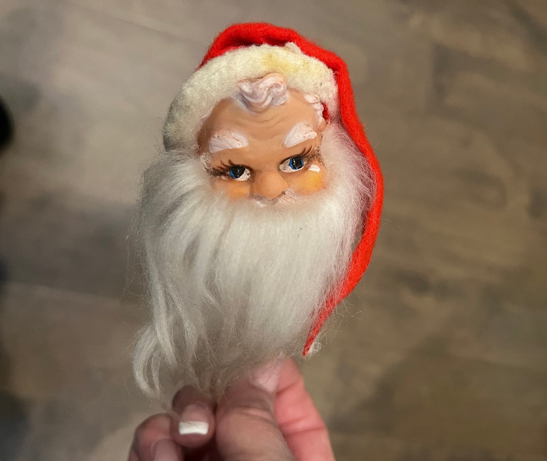 Vintage Plastic Head Santa Pick, Painted Plastic Santa Head Pick ...