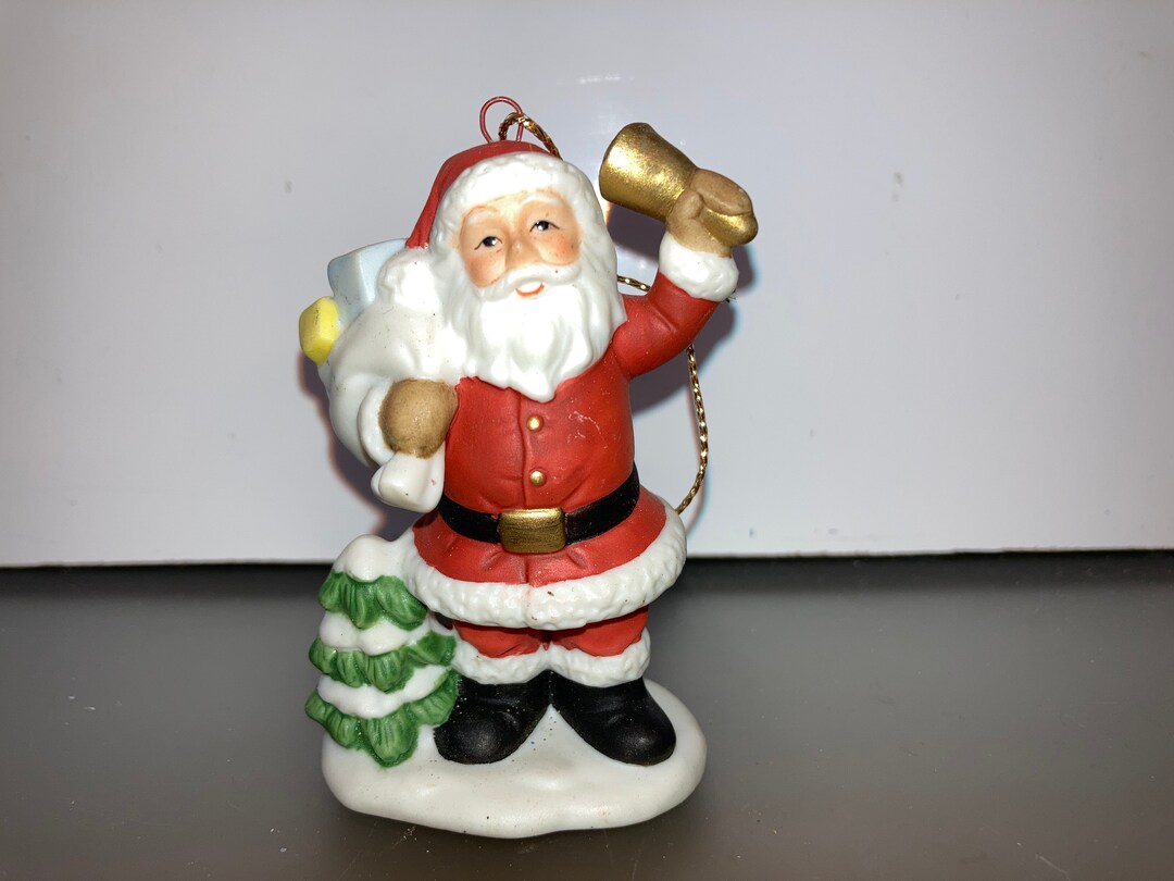 Vintage Santa Figure, Christmas Village Santa, Homco Santa, Santa Bell ...