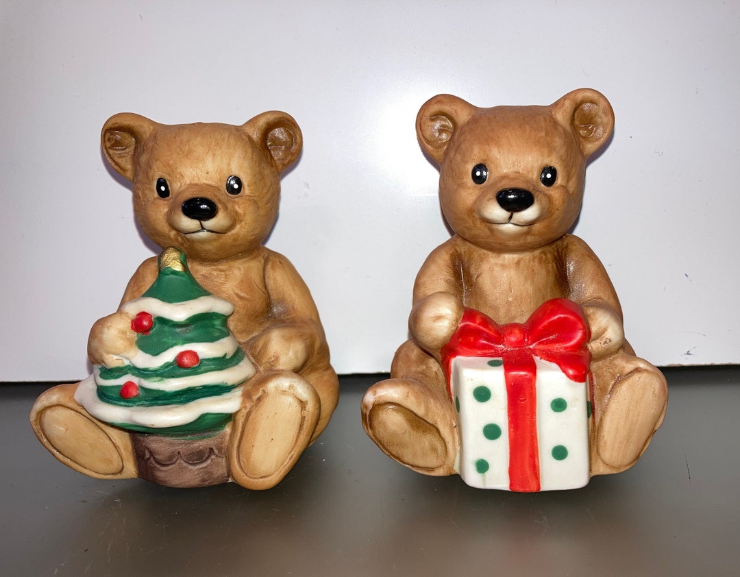 Pair of Vintage Homco Christmas Bear Figures, Christmas Bears, Homco ...