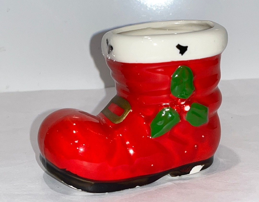Lefton Small Santa Boot, Lefton Gold Buckle Santa Boot, Lefton Red ...