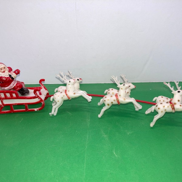 Plastic Santa and Reindeer - Etsy