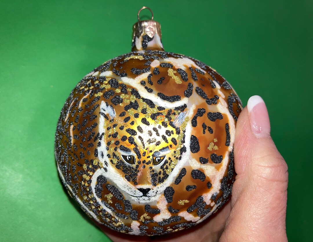 Glittered Cheetah Ornament Blown Glass Cheetah Ornament 3 - Etsy