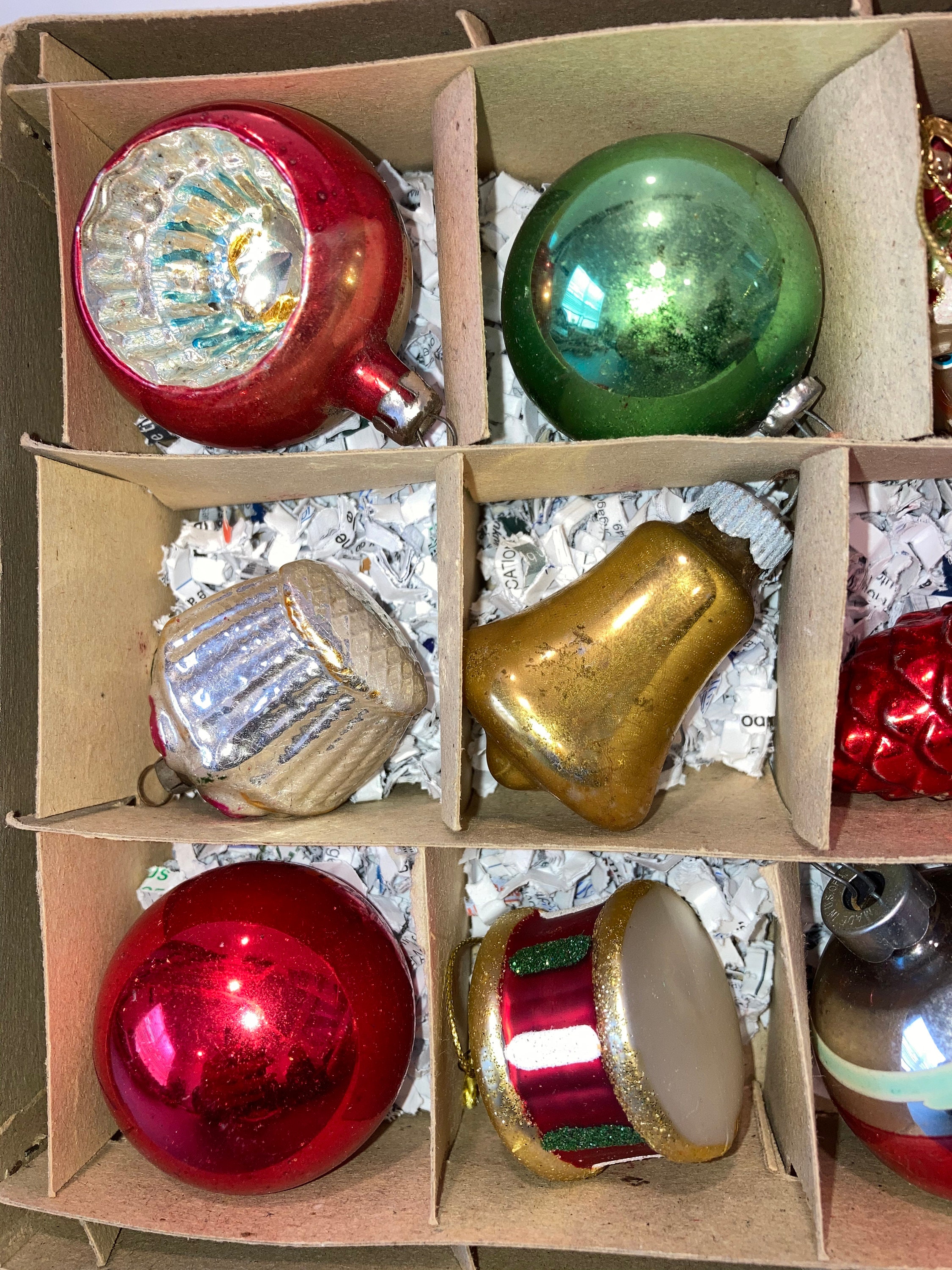 12 Vintage Shiny Brite Ornaments Shiny Brite Stripes Etsy
