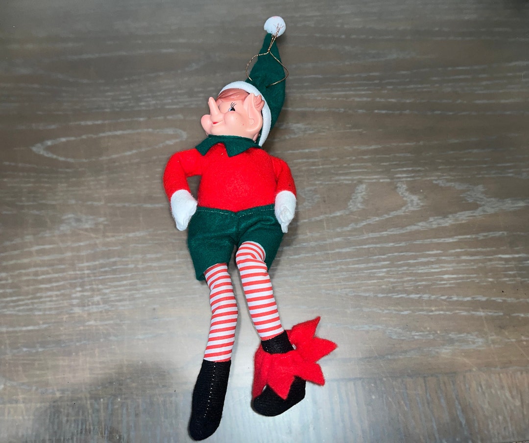 Vintage Rubber Faced Pixie Elf, Vintage Felt Elf Figure, 16" Stuffed ...